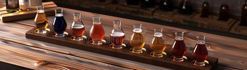 3D Model of Beer Tasting Flight Set with Miniature Bottles or Glasses ...
