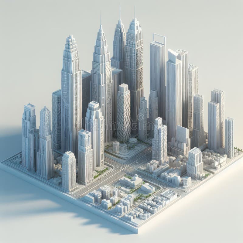 3D model of a big city. stock illustration. Illustration of project ...