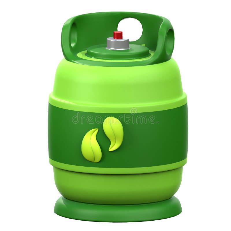 3D Biogas System with Leaf Icon Eco Green Concept Stock Illustration ...