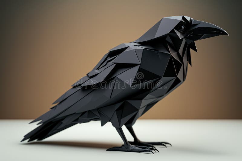 3d Model of Black Crow Sitting on Table. Generative AI Stock ...