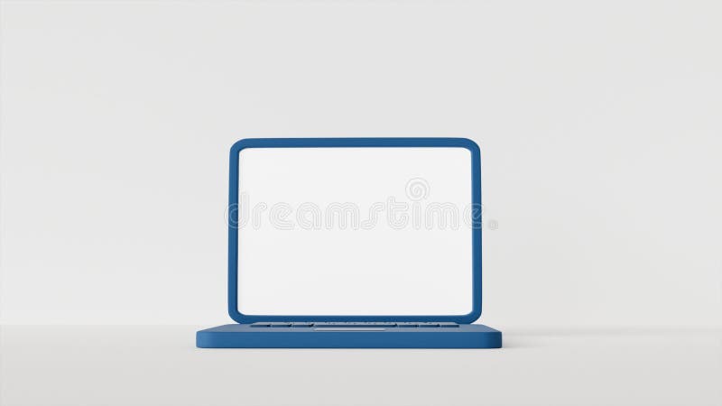 3D Model of Blue Laptop with Blank White Screen on White Background ...