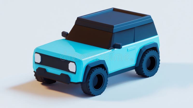 A 3D Model of a Blue SUV on a White Background Symbolizing a Transport ...