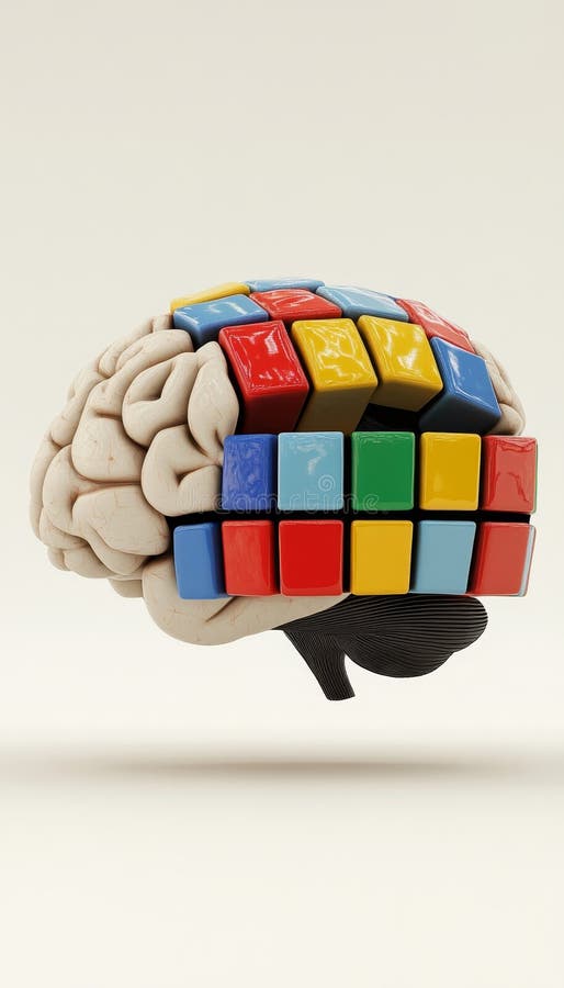 3d Model of a Brain Crafted As a Colorful Rubik S Cube with Realistic Details and Design Stock ...