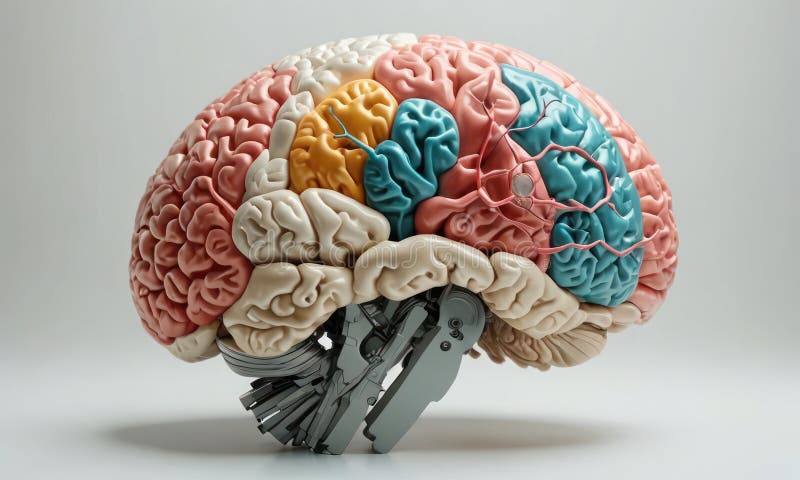 A 3D Model of a Brain is Shown with Different Colors on Each Section ...