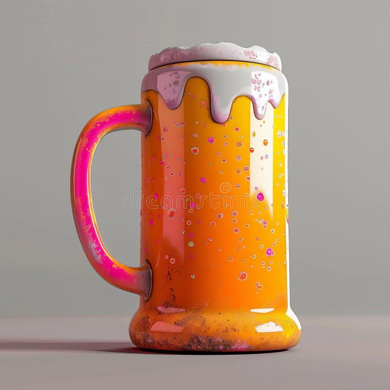 76 3D Model of a Bright and Vibrant Beer Mug Icon Stock Illustration ...