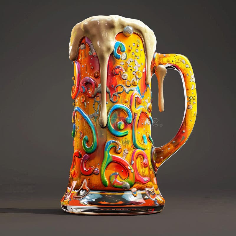 76 3D Model of a Bright and Vibrant Beer Mug Icon Stock Illustration ...