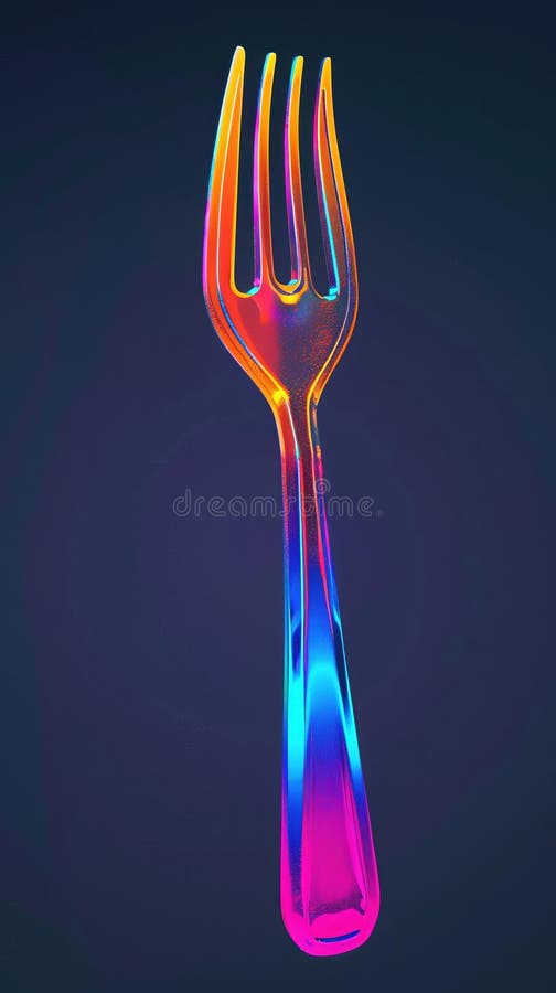83 3D Model of a Bright and Vibrant Fork Icon Stock Illustration ...