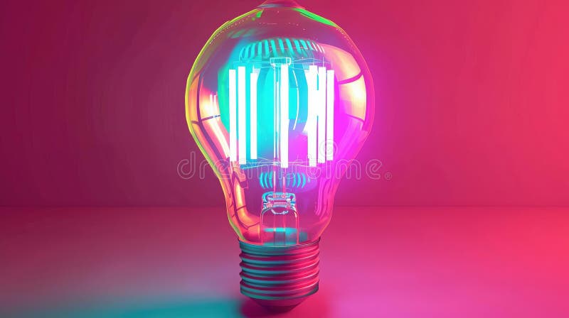 113 3D Model of a Bright and Vibrant Light Bulb Icon Stock Image ...