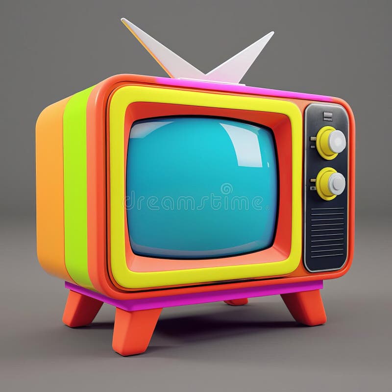 91 3D Model of a Bright and Vibrant Television Icon Stock Illustration ...