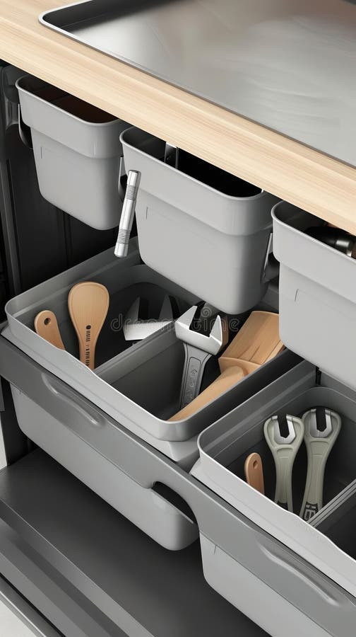 3D Model of Builtin Storage Compartments and Tool Holders for Litter ...