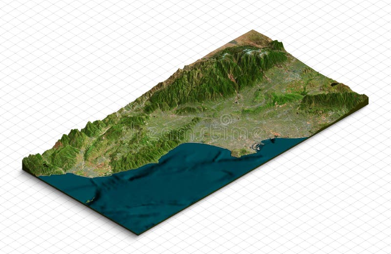 3d Model of California USA. Isometric Map Virtual Terrain 3d Stock ...