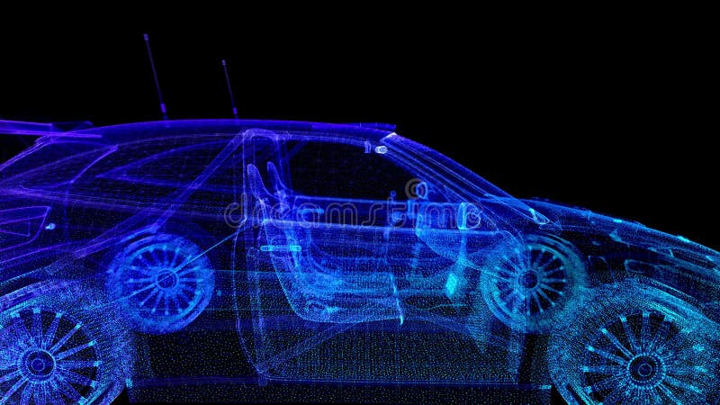 3d Model Car of Glowing Dots. Motion Looping Animation in 3d Virtual ...