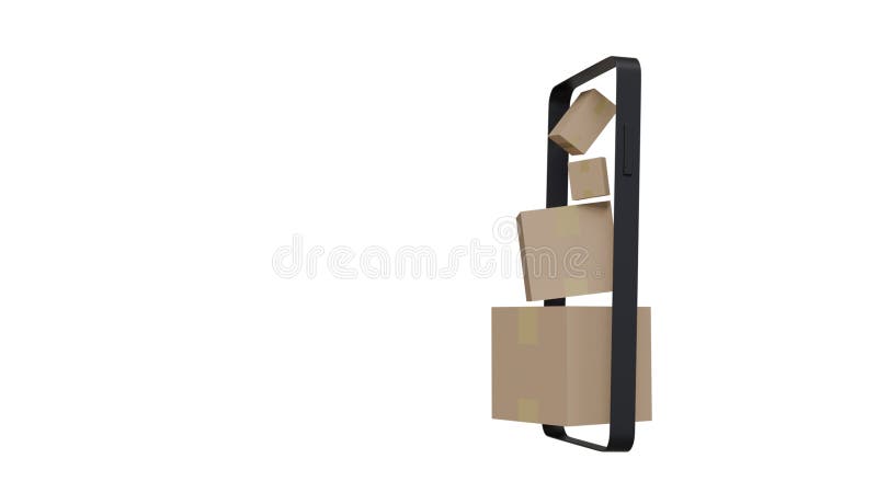 3D Model of Cardboard Boxes and Mobile Phone on White Background, Order ...