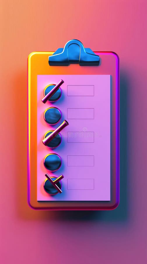 3D Model of a Checklist Icon Representing Risk Management with a ...