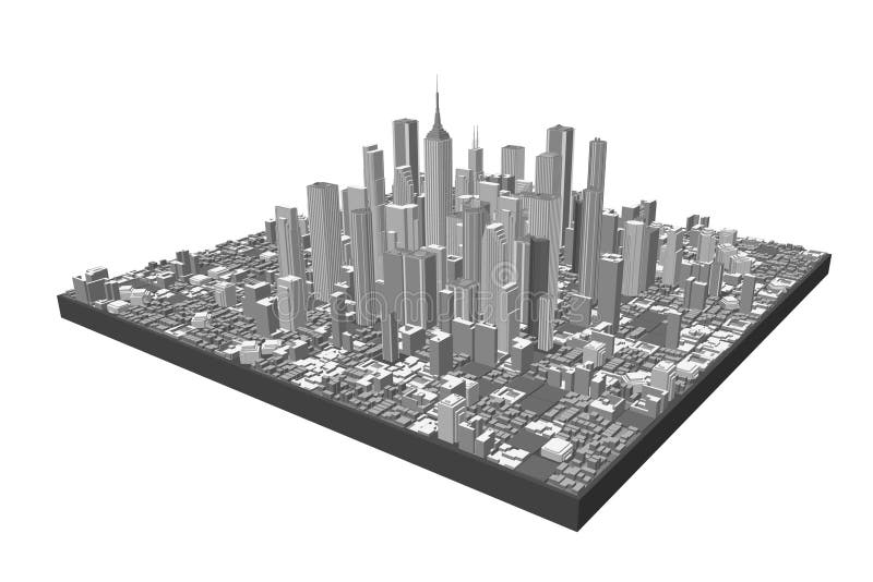 3D Model of City. Isolated on White Background Stock Vector ...