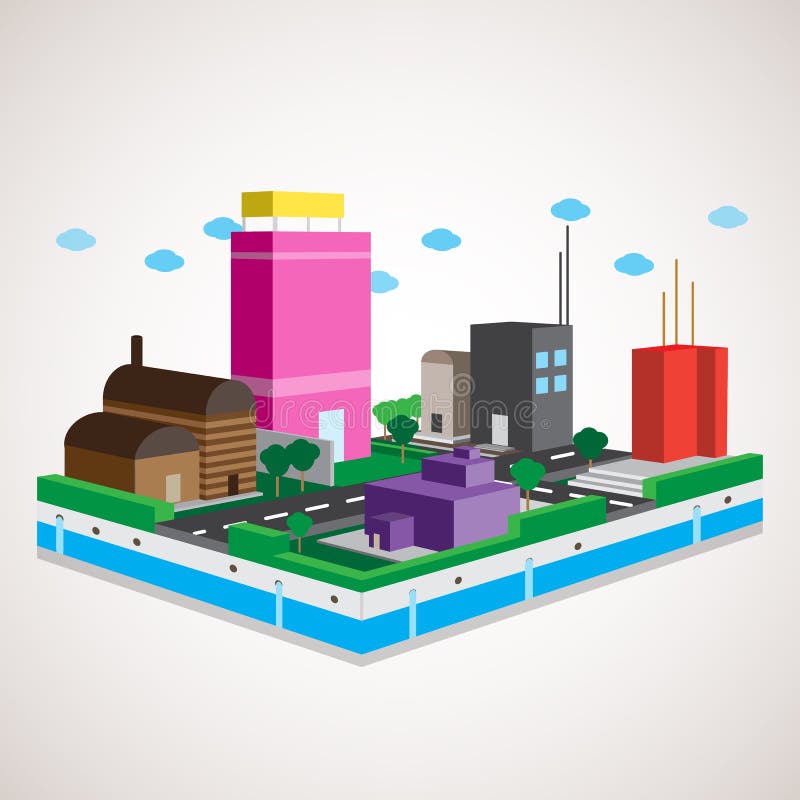 3d model city stock vector. Illustration of backdrop - 55007244