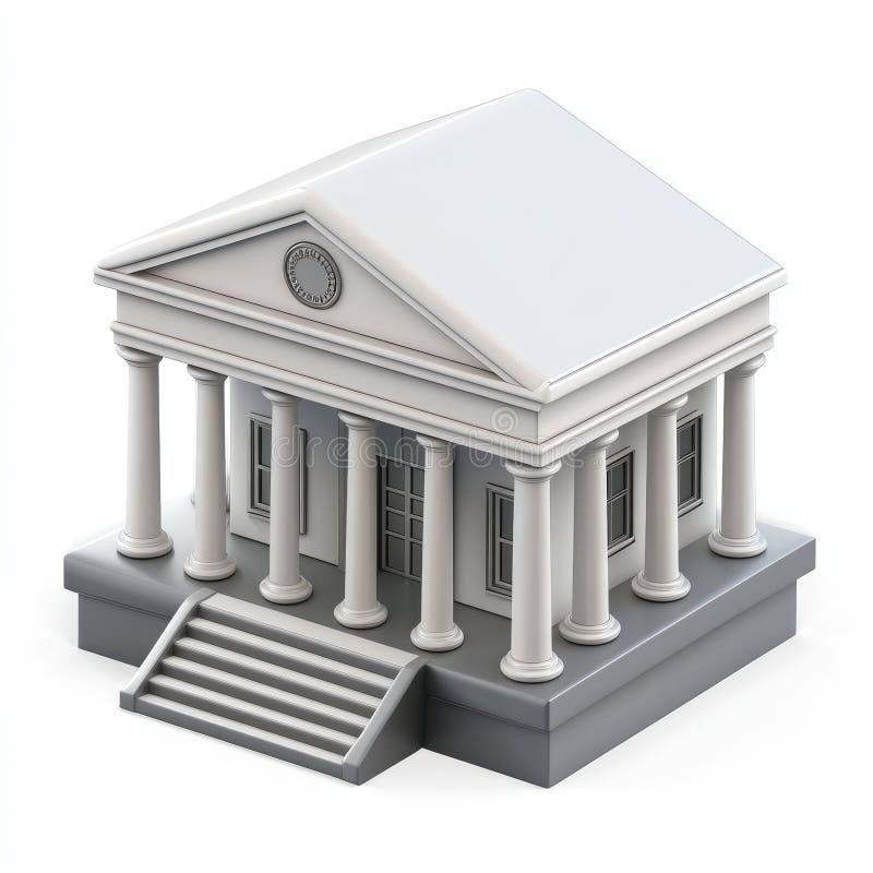 Classic White Building with Columns and Steps, 3D Model Stock ...