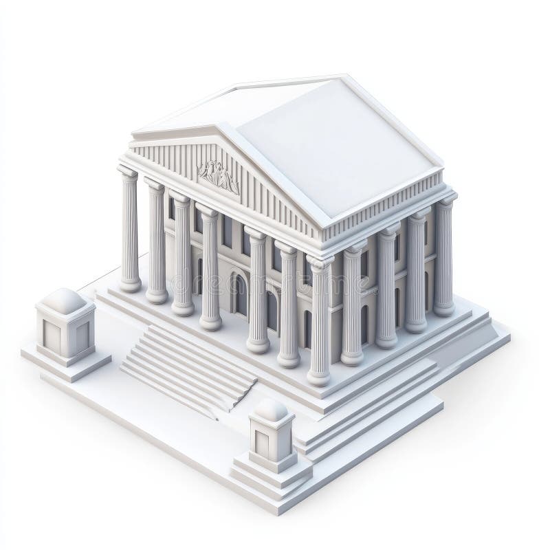 Isometric View of Classic White Building with Columns and Steps Stock ...