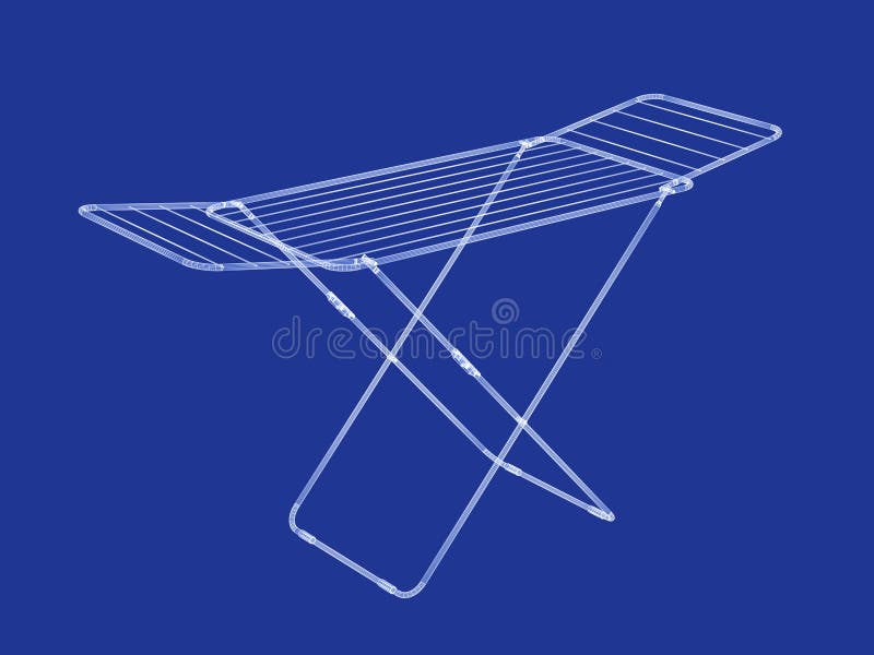 3D Model of Clothes Drying Rack Stock Illustration - Illustration of ...