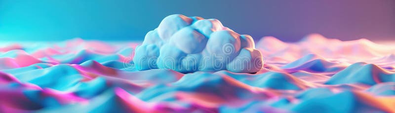 3D Model of a Cloud Tech Icon Against a Dynamic Multicolored Backdrop ...