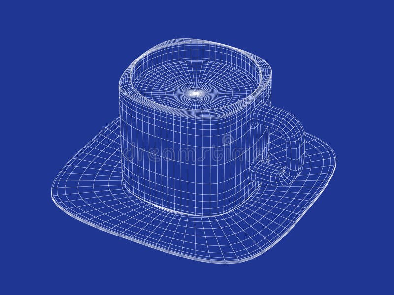 3D model of a coffee cup stock illustration. Illustration of saucer ...