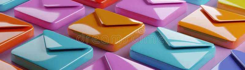 30 3D Model of a Colorful Mail Icon Glossy and Vibrant Illustration ...