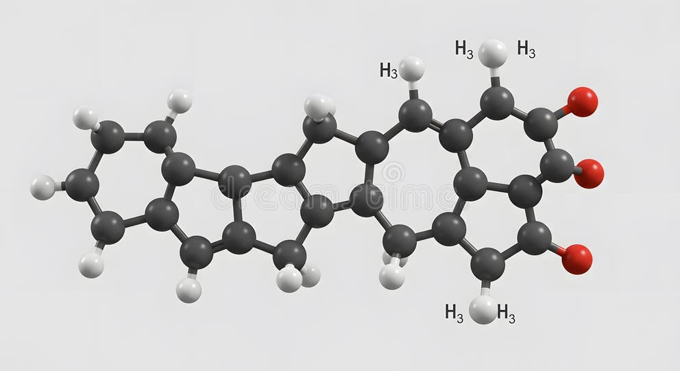 3D Model of a Complex Organic Molecule Stock Illustration ...
