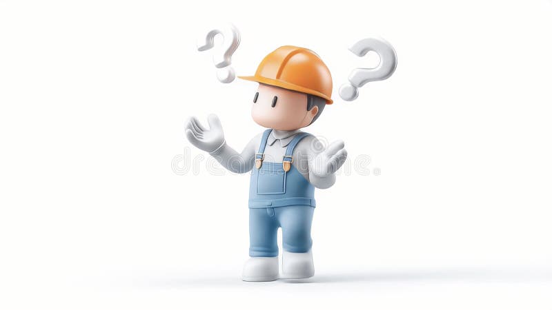 Confused Construction Worker - 3D Illustration Stock Footage - Video of ...