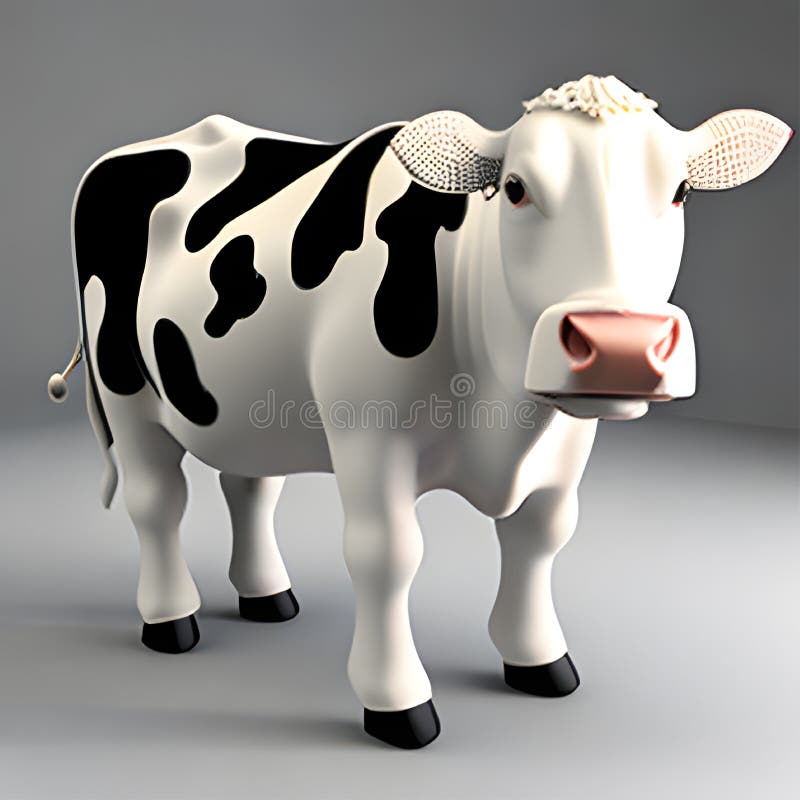 A 3D Model Cow Isolated on White on Background Stock Illustration ...