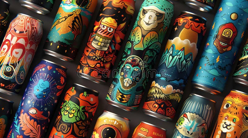 3D Model of Craft Beer Labels with Vibrant Illustrations and Artwork ...