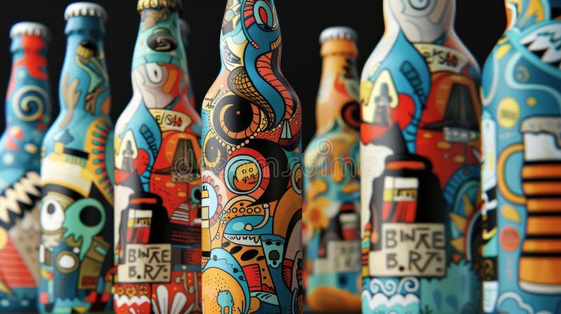 3D Model of Craft Beer Labels with Vibrant Illustrations and Artwork ...