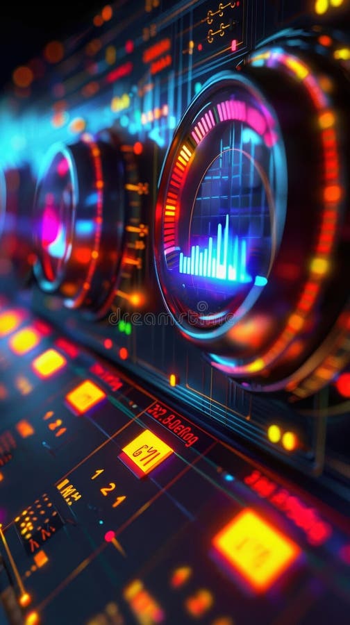 3D Model of a Data Monitoring Icon with a Bold Colorful Design and ...