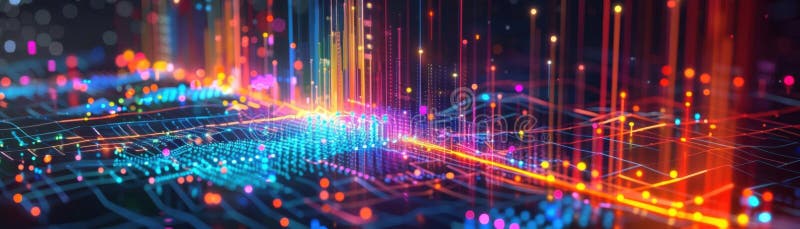 3D Model of a Data Monitoring Icon with Colorful Digital Accents and ...