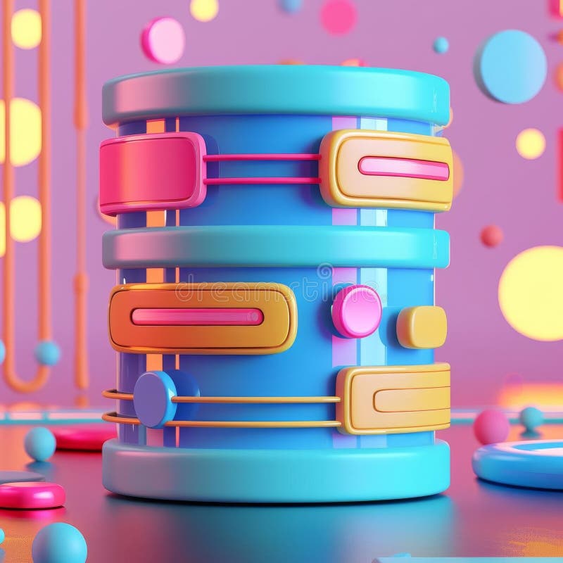 3D Model of a Database Management Icon with Colorful Background ...