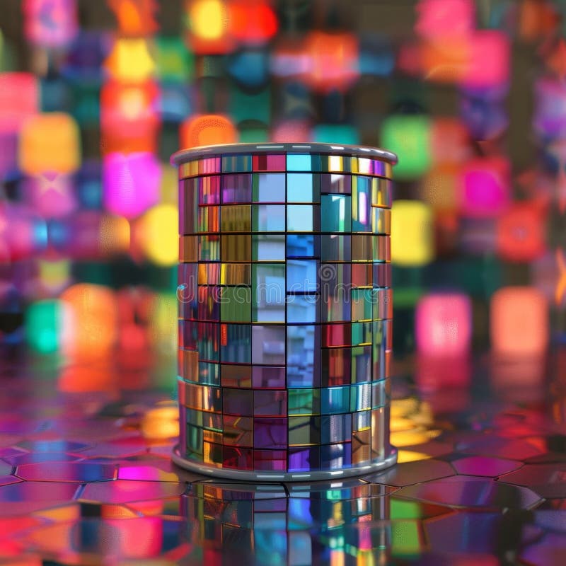 3D Model of a Database Management Icon with Colorful Background ...