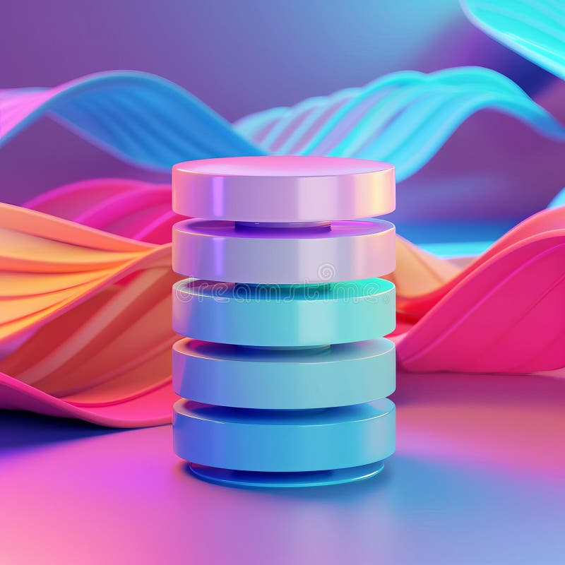 3D Model of a Database Management Icon with Colorful Background ...
