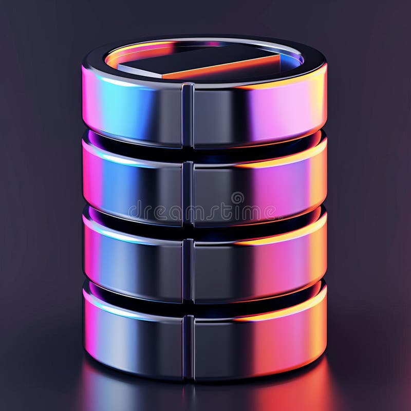 3D Model of a Database Management Icon with Colorful Background ...