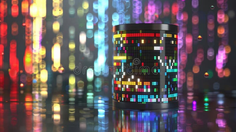 3D Model of a Database Management Icon with Colorful Background ...