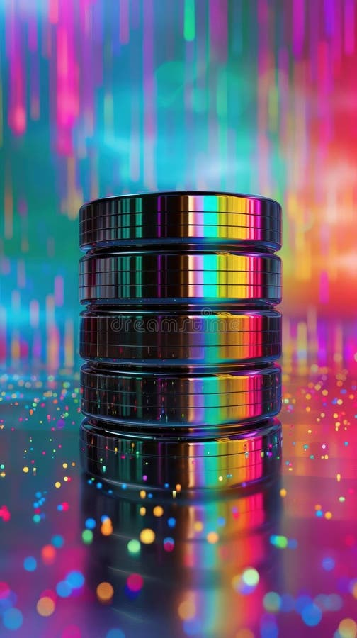 3D Model of a Database Management Icon with Colorful Background ...