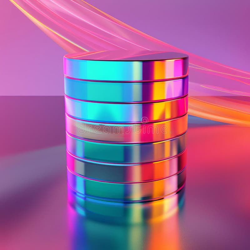 3D Model of a Database Management Icon with a Gradient Colorful ...