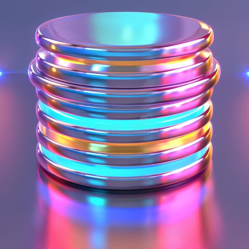 3D Model of a Database Management Icon with a Gradient Colorful ...