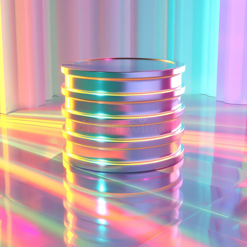 3D Model of a Database Management Icon with a Gradient Colorful ...