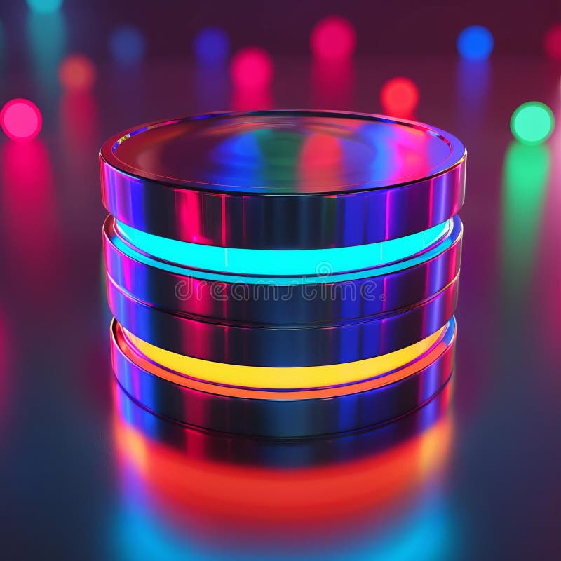 3D Model of a Database Management Icon with a Gradient Colorful ...