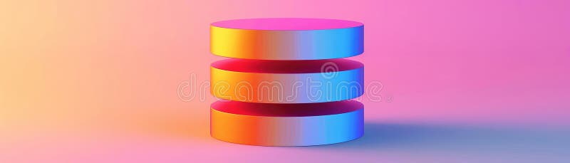 3D Model of a Database Management Icon with a Gradient Colorful ...