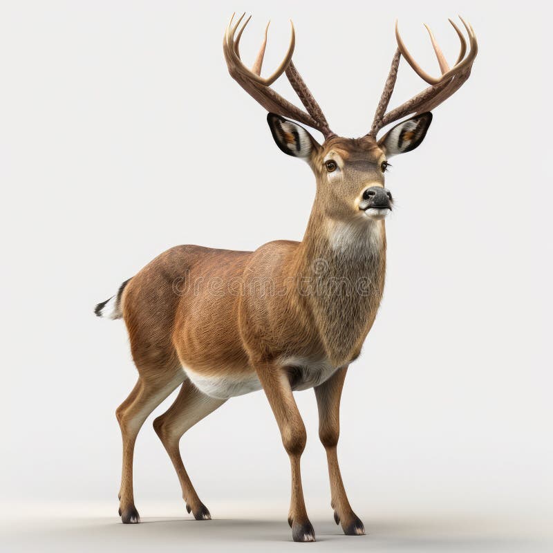 3d Model of Deer with Large Antlers. Generative AI Stock Illustration ...