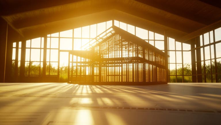 A 3D Model Design Paper Draft Illustrates the Construction Project for ...