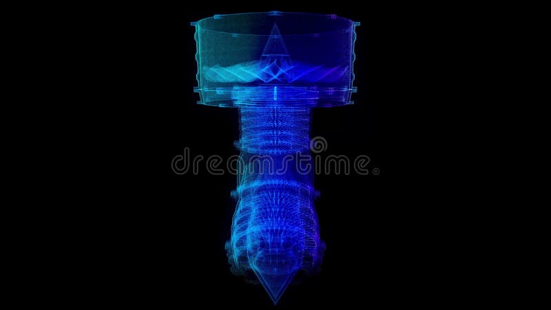 3D Model Detailed Silhouette of Generated Engineering Turbine. Aircraft ...