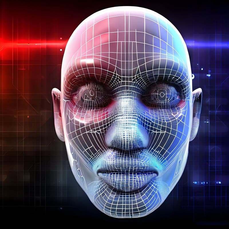 3D Model Digital Face Recognition Art Stock Illustration - Illustration ...