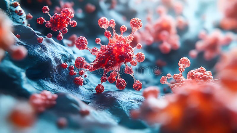 3D Model of Disease with Molecular Changes, Showcasing Vibrant Red ...