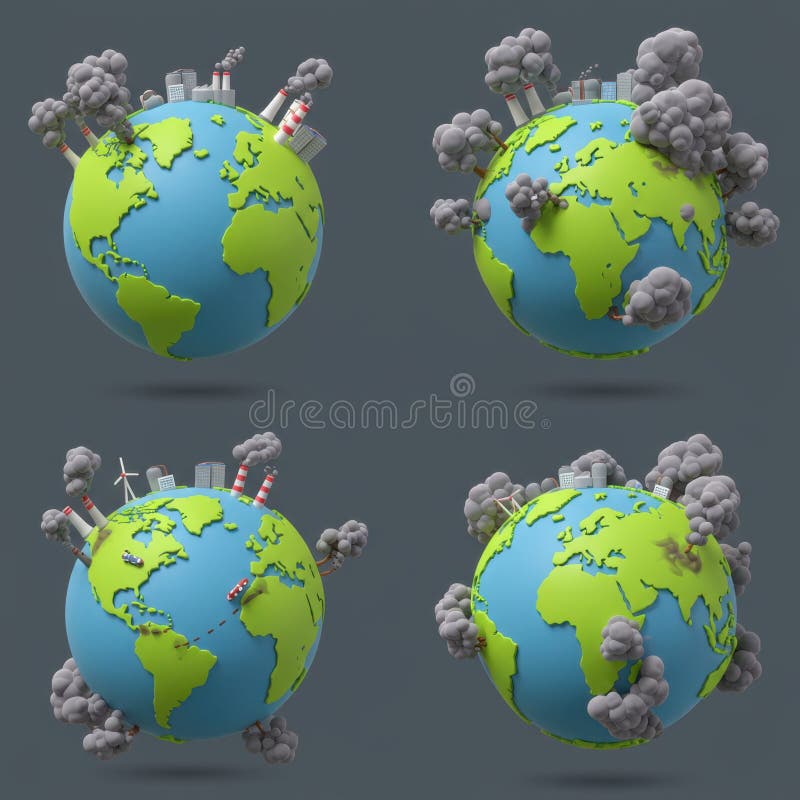 Industrial Pollution Pixel Art Cityscape, Smoke, and Buried Waste Stock ...